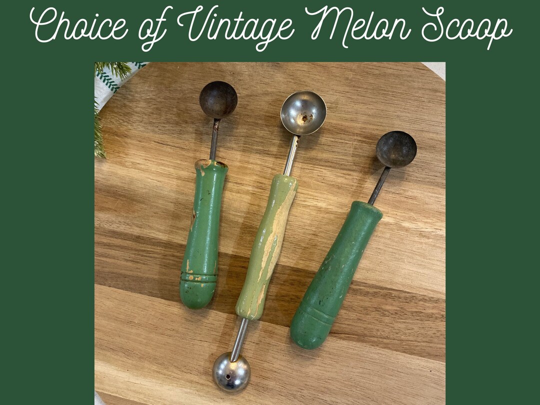 Choice of Vintage Green Wooden Handle Melon Baller Scooper Utensil ...