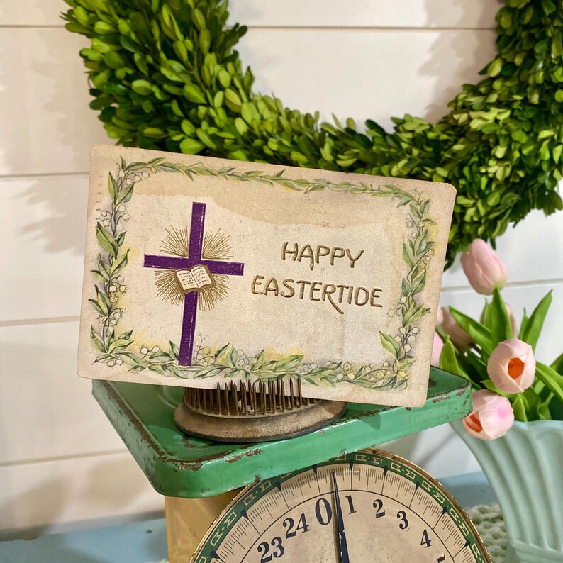Vintage 1911 EASTER Postcard | Purple Cross Religious | Easter Ephemera ...