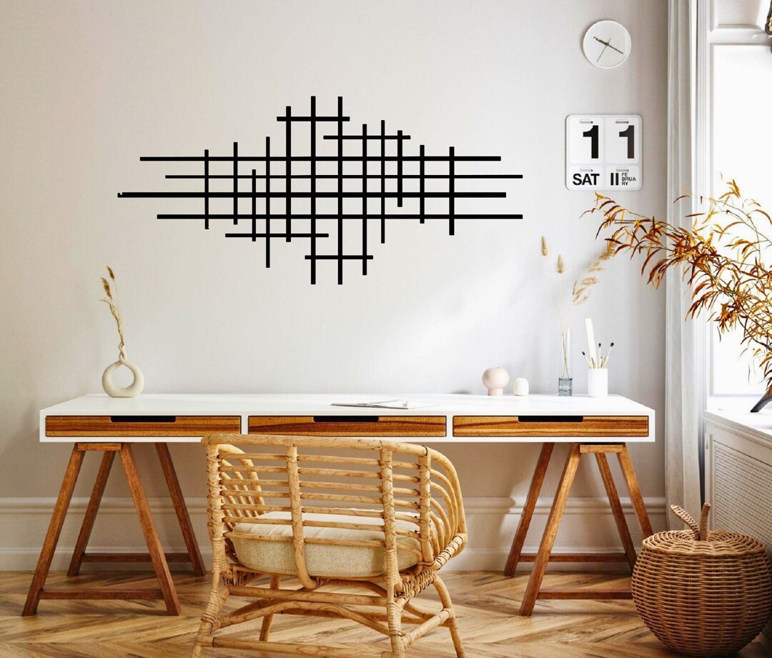 Metal Wall Art, Lines Art, Geometric Decor, Metal Wall Decor, Home ...