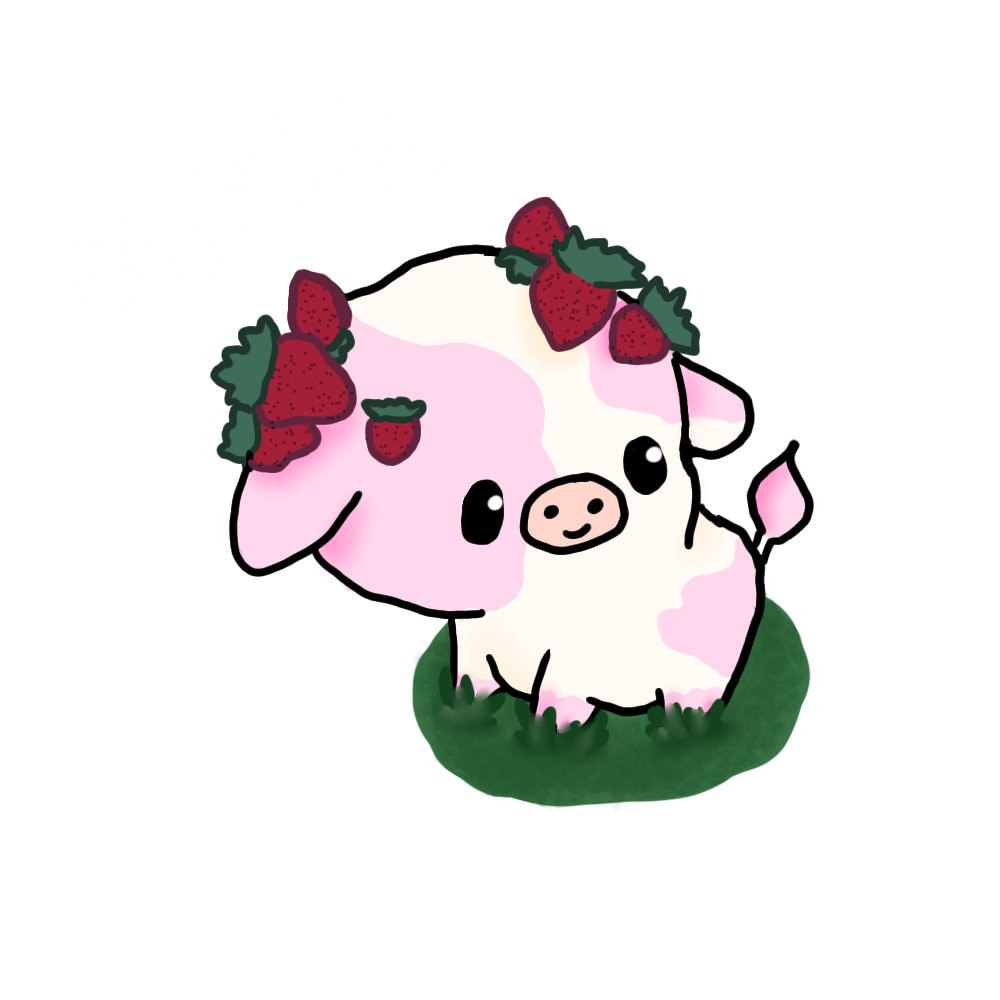 Strawberry Cow - Etsy
