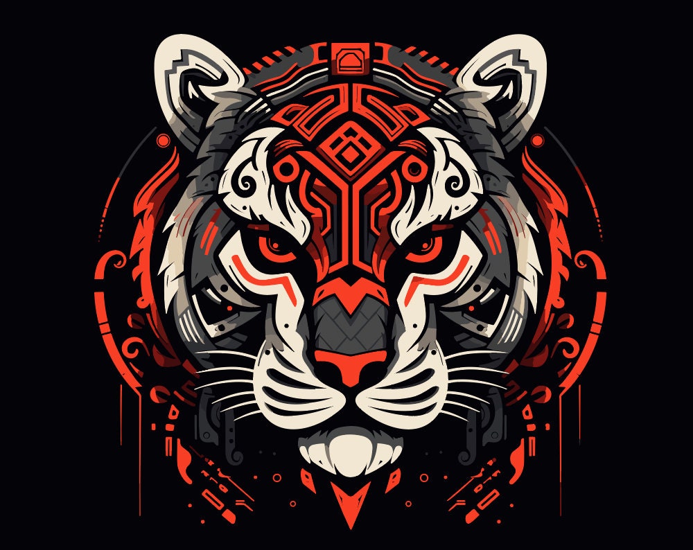 Tiger Vector Digital File - Instant Download of a Techno Tiger: - Etsy