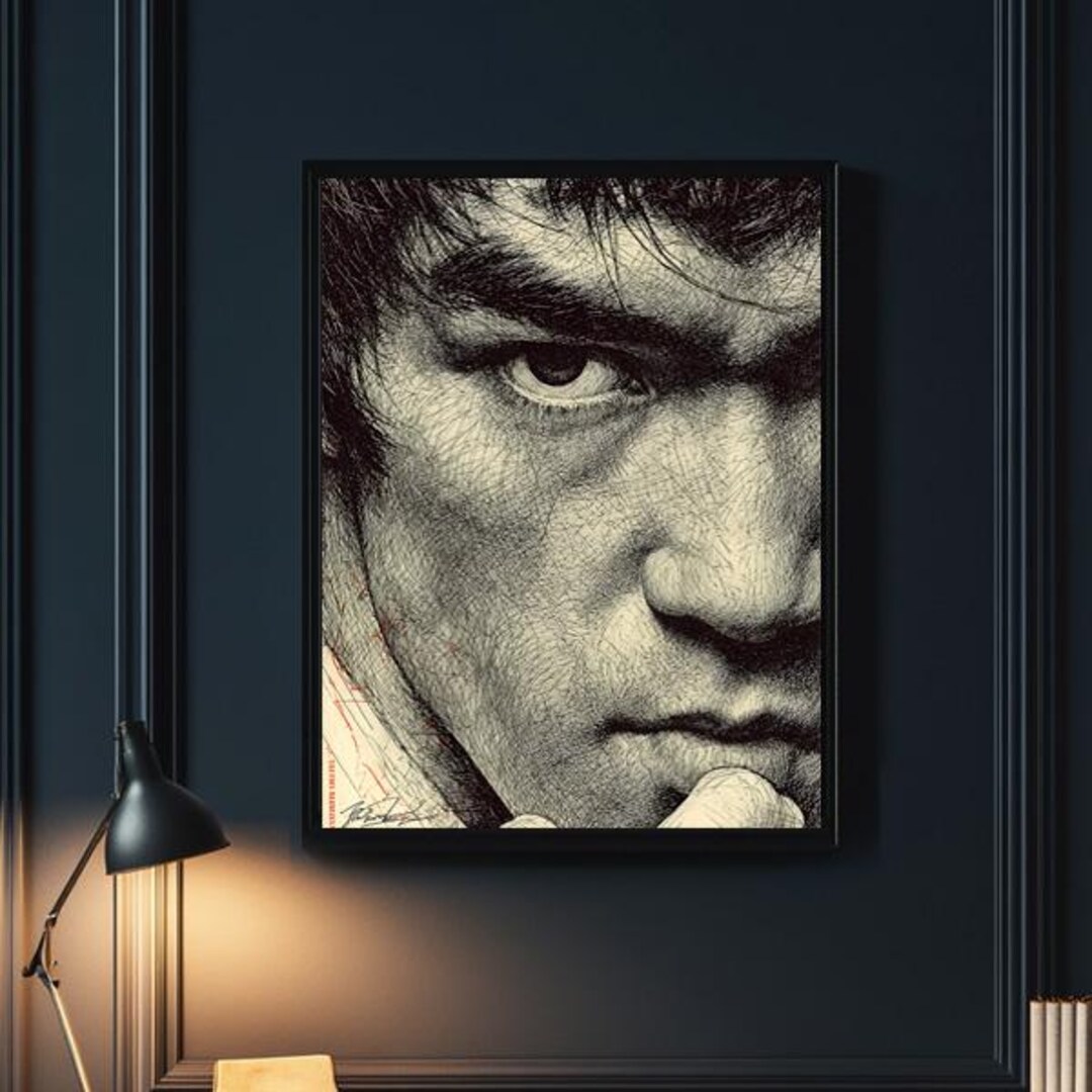 Bruce Lee Young Portrait – Digital Art Print, Pen & Ink Style Drawing ...