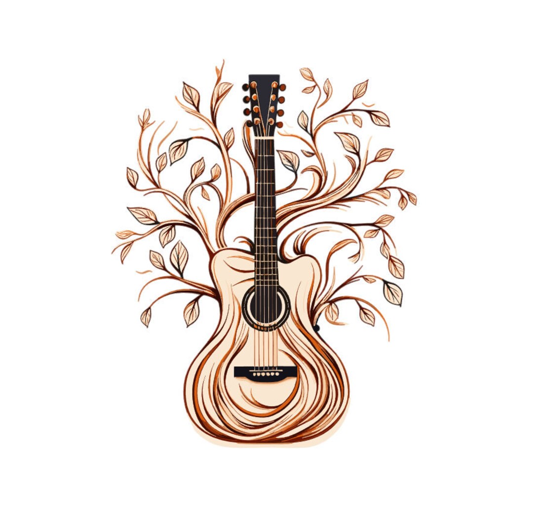 Guitar and Tree Fusion Digital Vector Artwork - Etsy