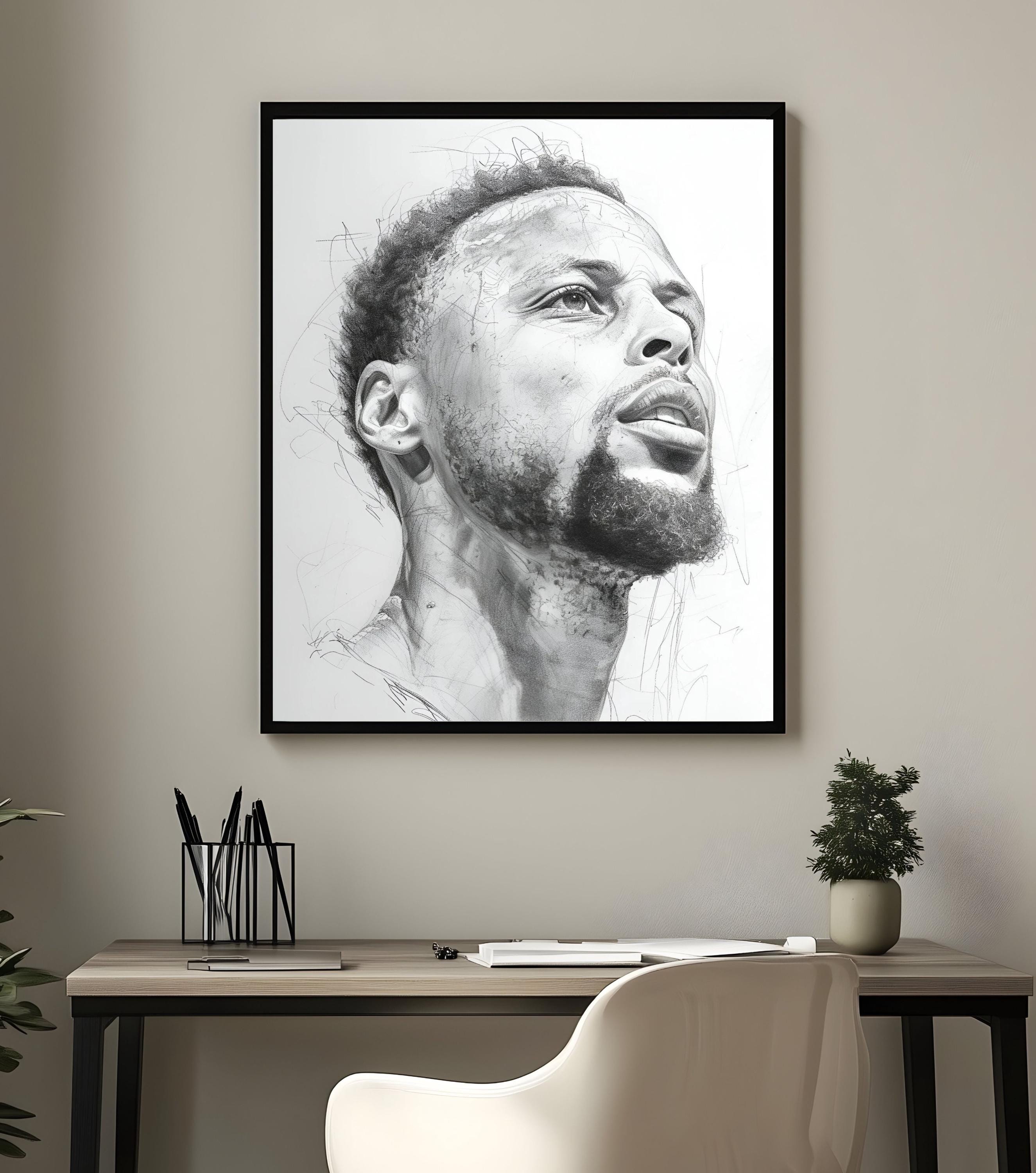 Steph Curry High-resolution Pencil Sketch Digital Download: Pencil ...