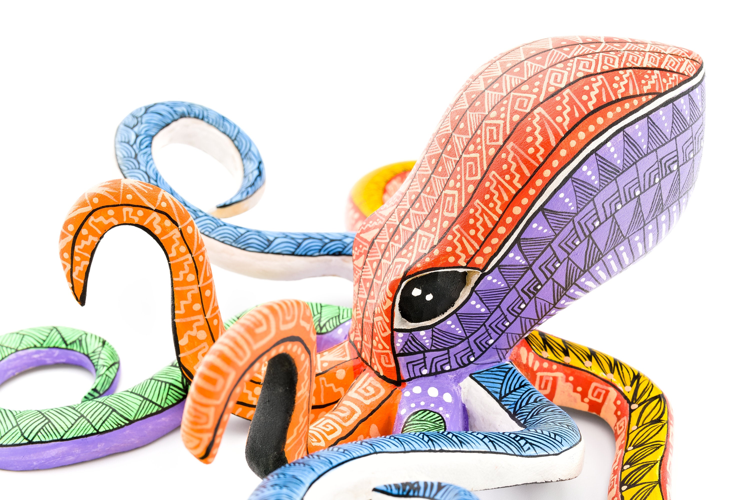 Alebrije Art -- Hand Sculpted Wood Hand Painted Octopus - Etsy