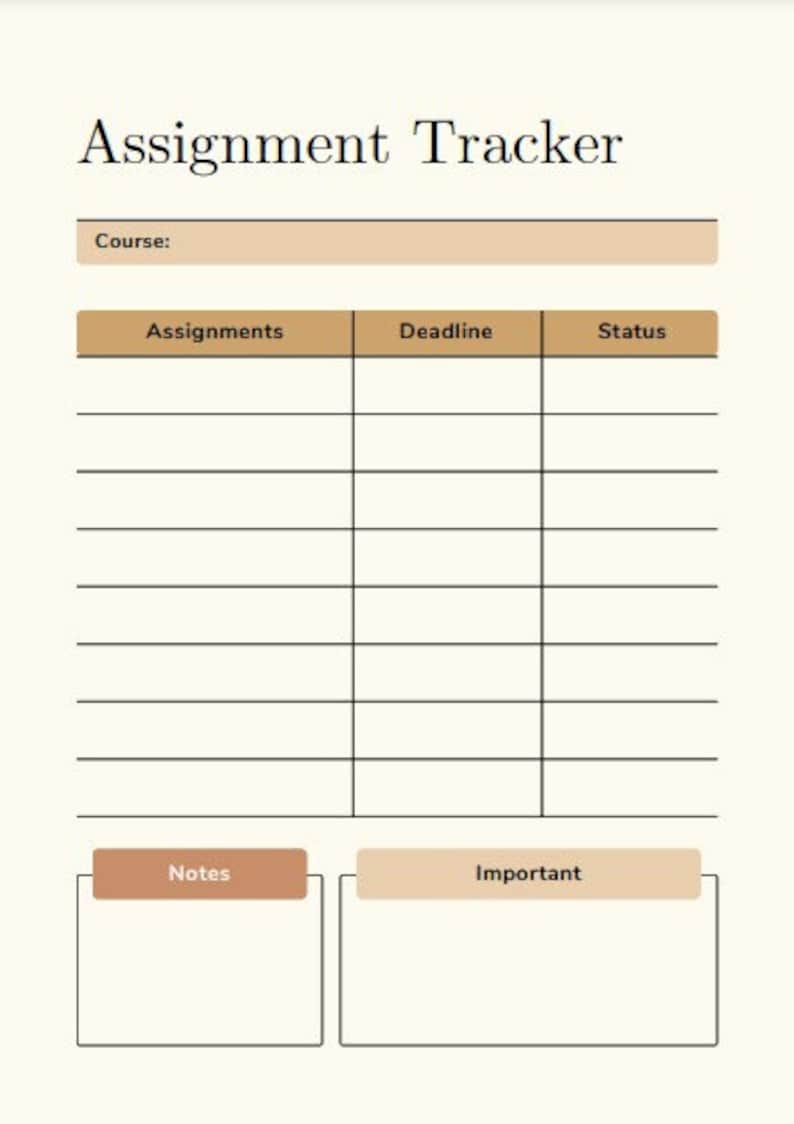 Assignment Tracker and Weekly Planner Combo - Etsy