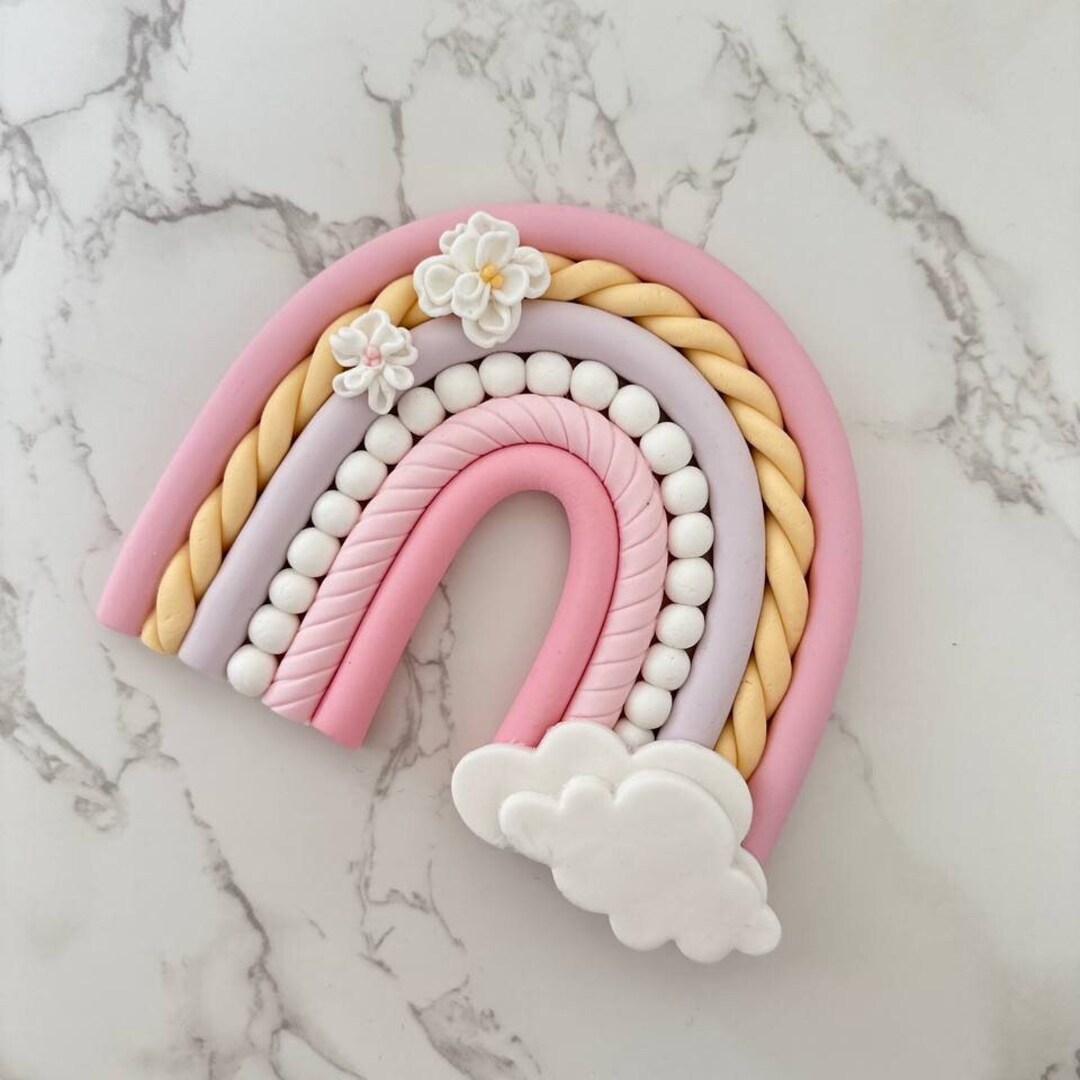 Pink Rainbow Fondant Cake Topper - Etsy
