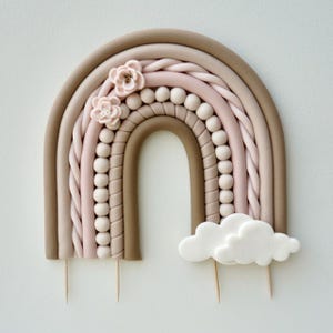 Pink or Beige Rainbow Fondant Cake Topper - Etsy