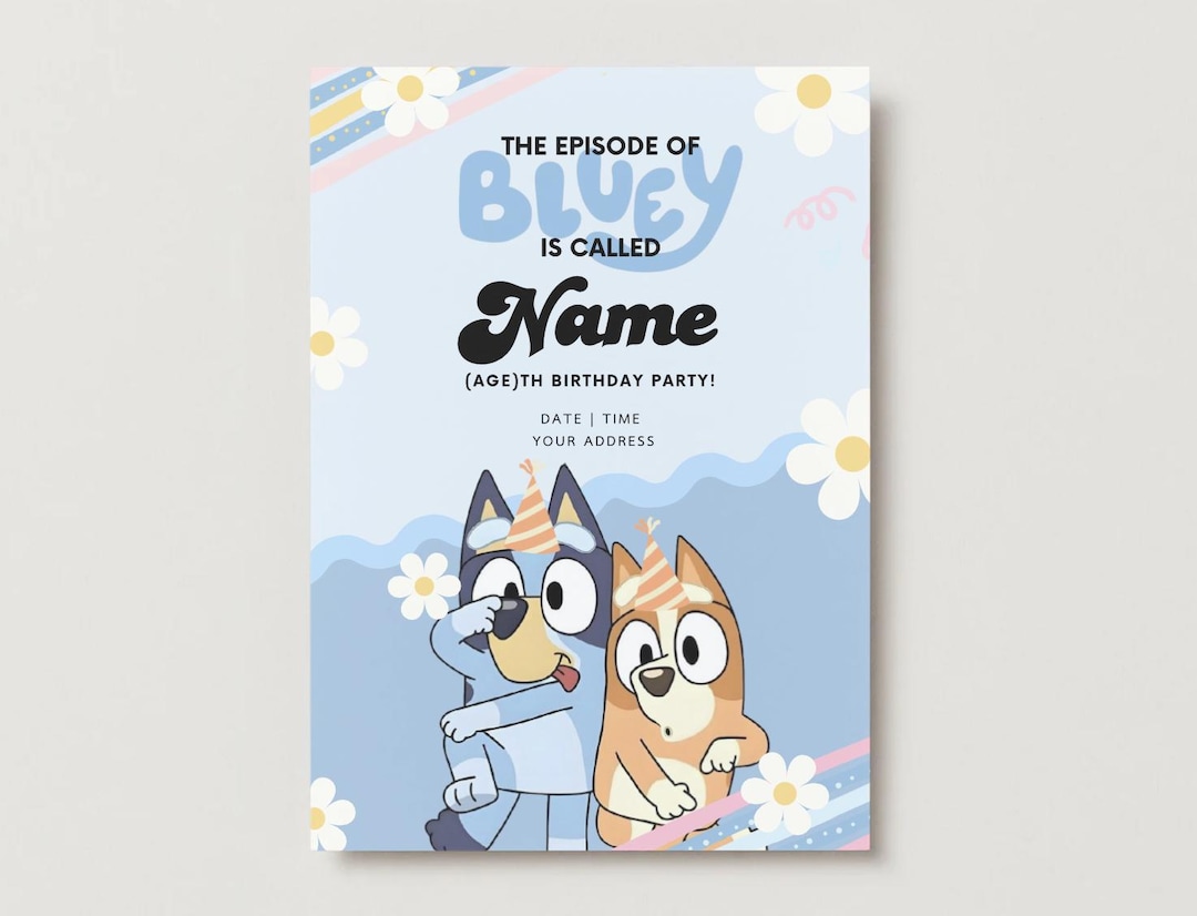 Personalized Bluey Birthday Invitation With Envelope - Etsy