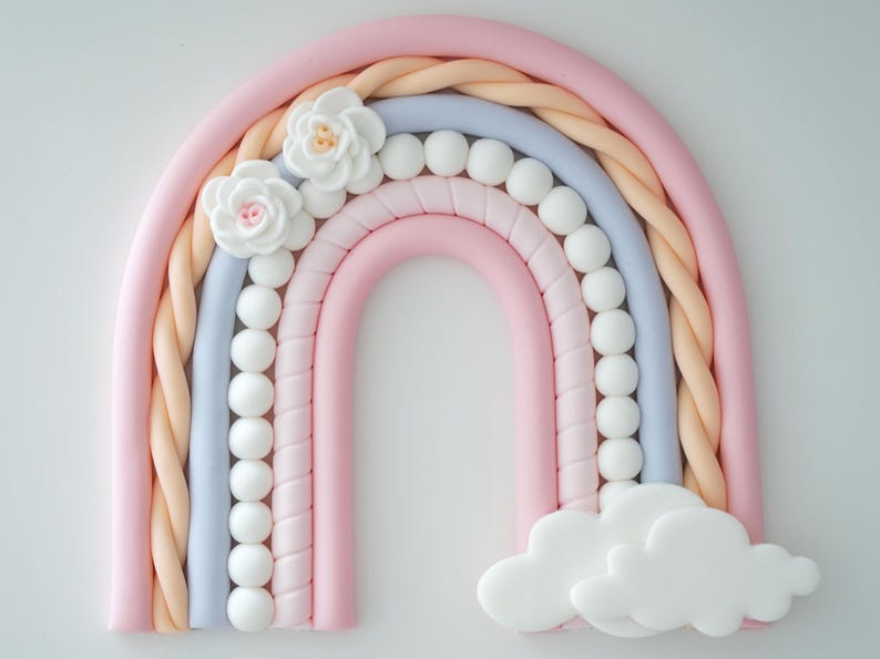 Pink or Beige Rainbow Fondant Cake Topper - Etsy