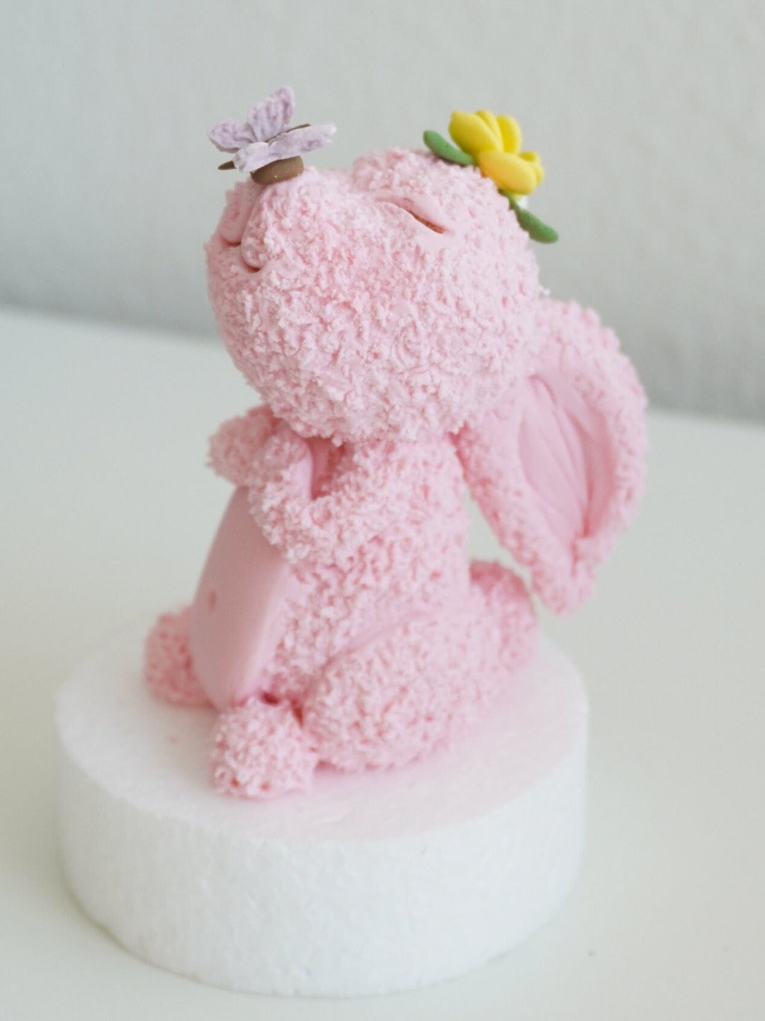 Adorable Pink Bunny Fondant Cake Topper With Flowers and Butterfly - Etsy
