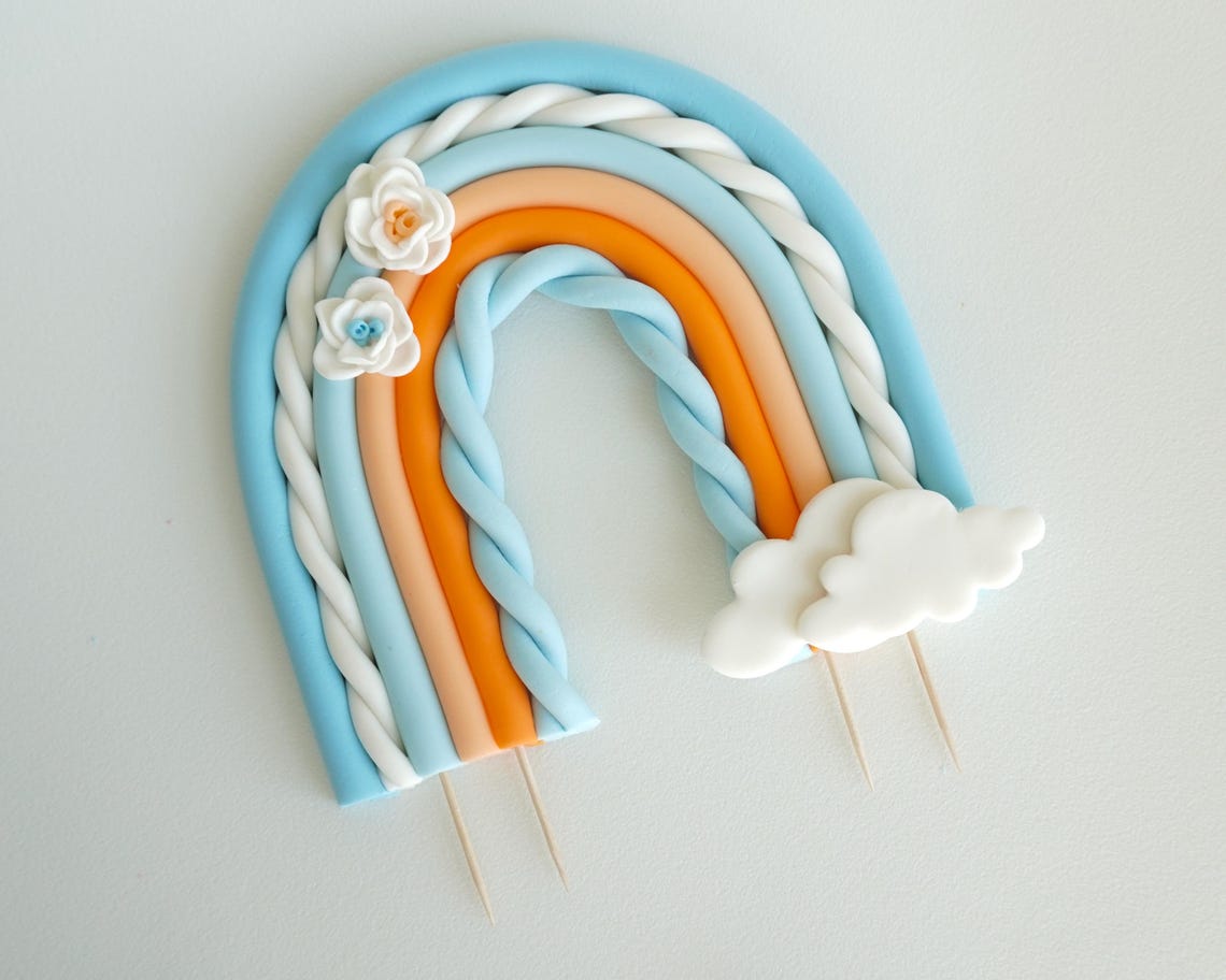 Pink or Beige Rainbow Fondant Cake Topper - Etsy