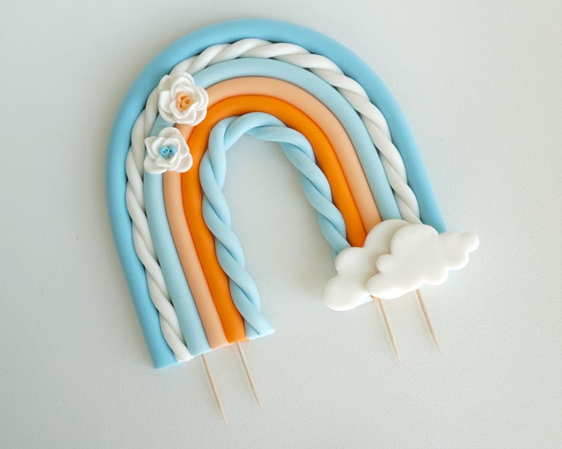 Pink or Beige Rainbow Fondant Cake Topper - Etsy