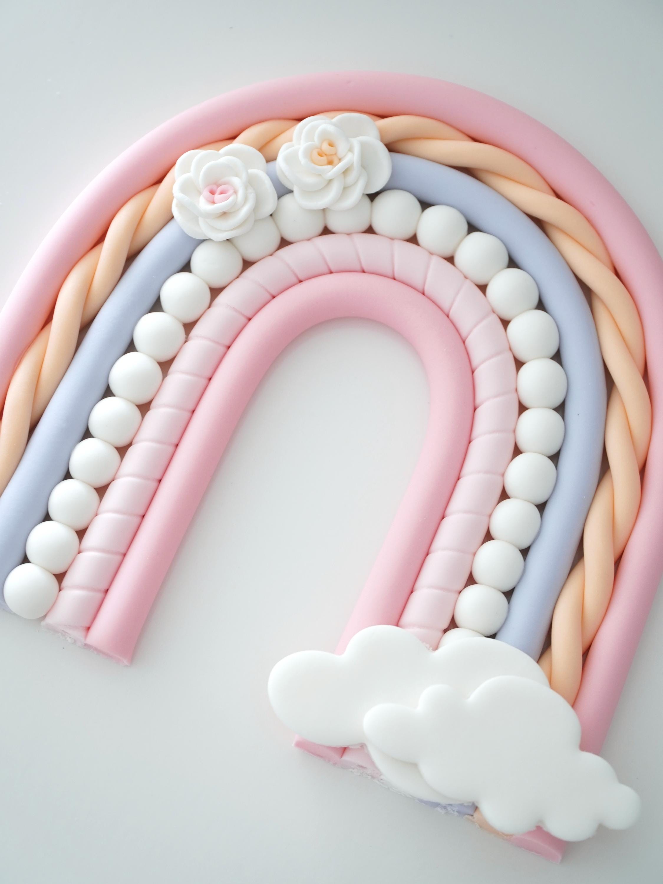 Pink or Beige Rainbow Fondant Cake Topper - Etsy