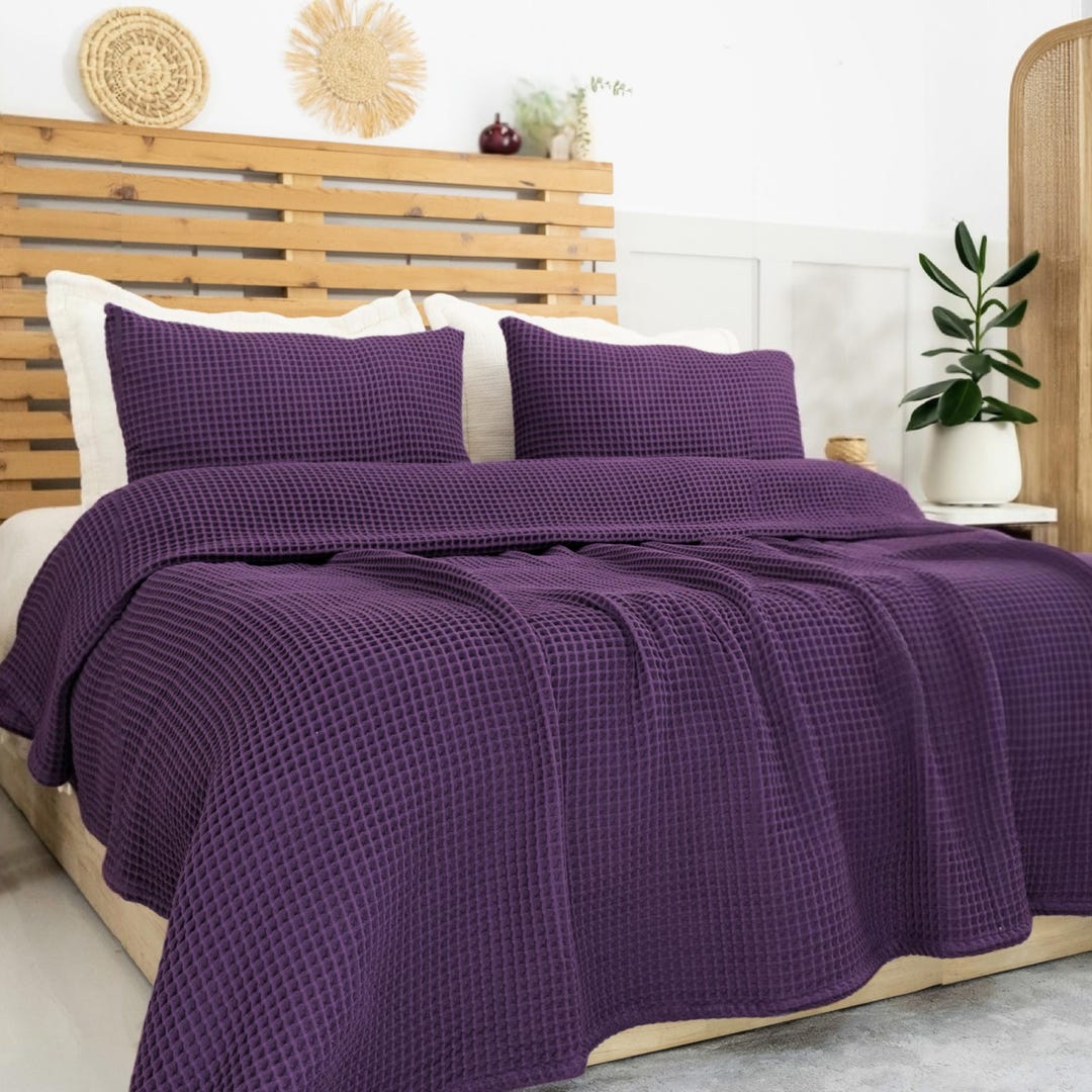 Turkish Cotton Waffle Bed Cover: Custom Size Throw Blanket - Etsy