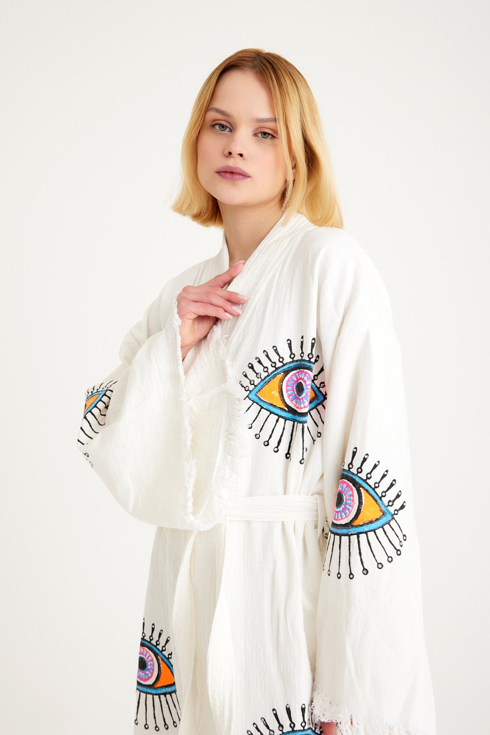 Handmade Turkish Cotton Muslin Kimono Robe: Boho Kaftan - Etsy