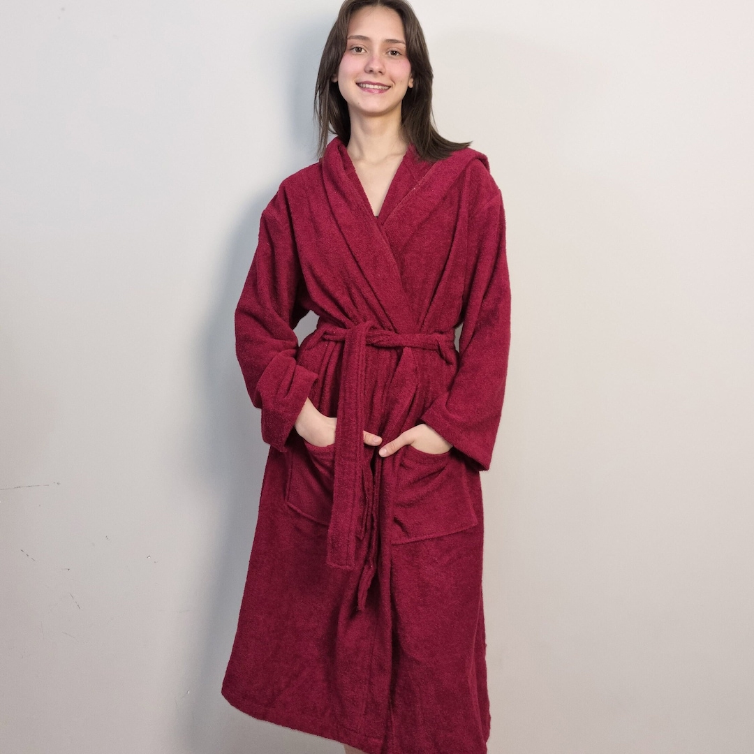 Luxury Unisex Terry Cotton Robe From Organic Turkish Cotton, Soft Terry ...