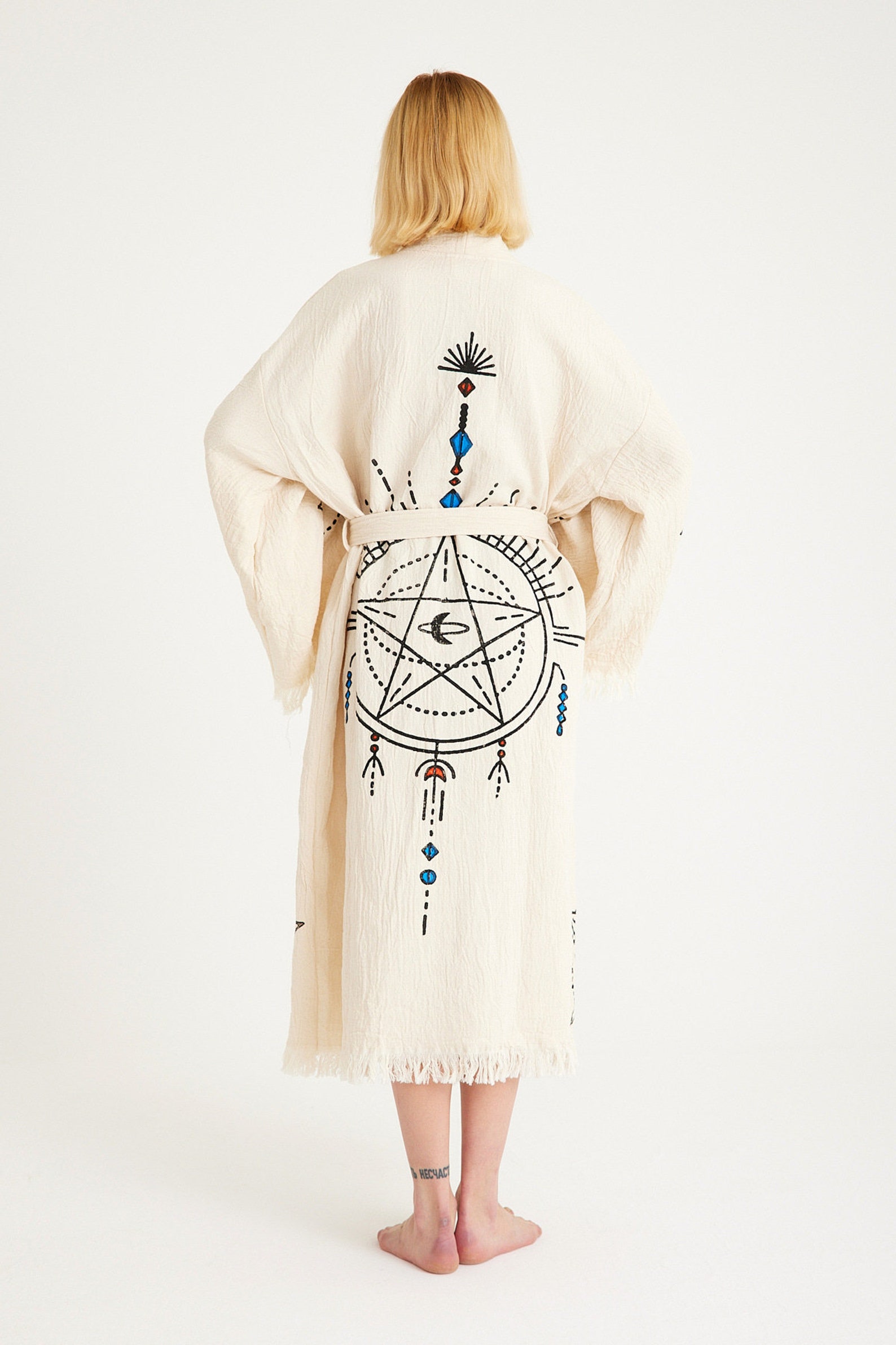 Handmade Turkish Cotton Muslin Kimono Robe: Boho Kaftan - Etsy