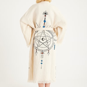 100% Turkish Cotton Muslin Kimono Robe, Soft Dressing Gown, Ethnic ...