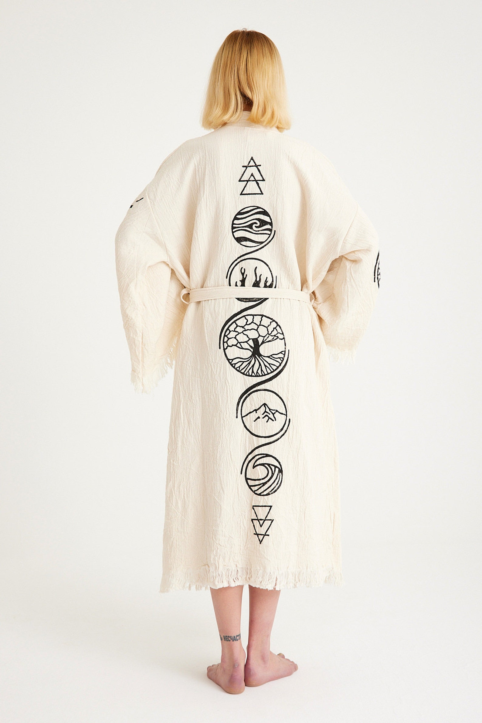 100% Turkish Cotton Muslin Kimono Robe, Soft Dressing Gown, Ethnic ...