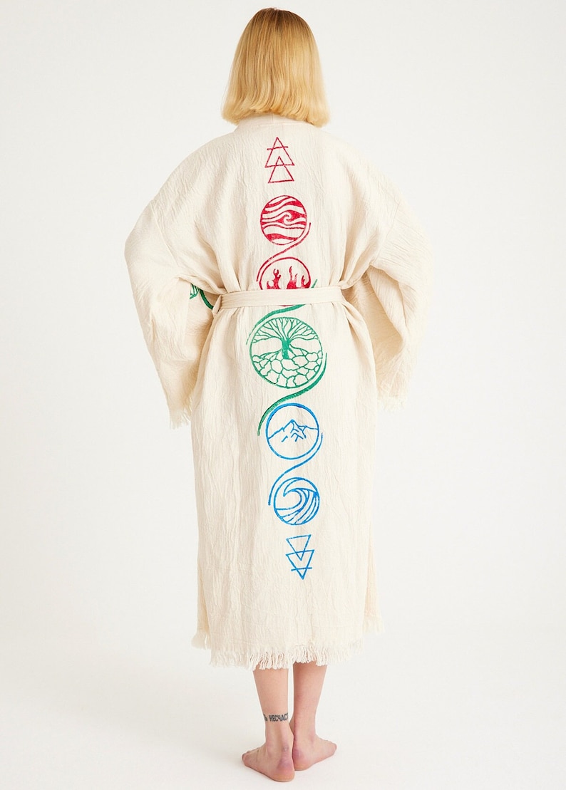 100% Turkish Cotton Muslin Kimono Robe, Soft Dressing Gown, Ethnic ...