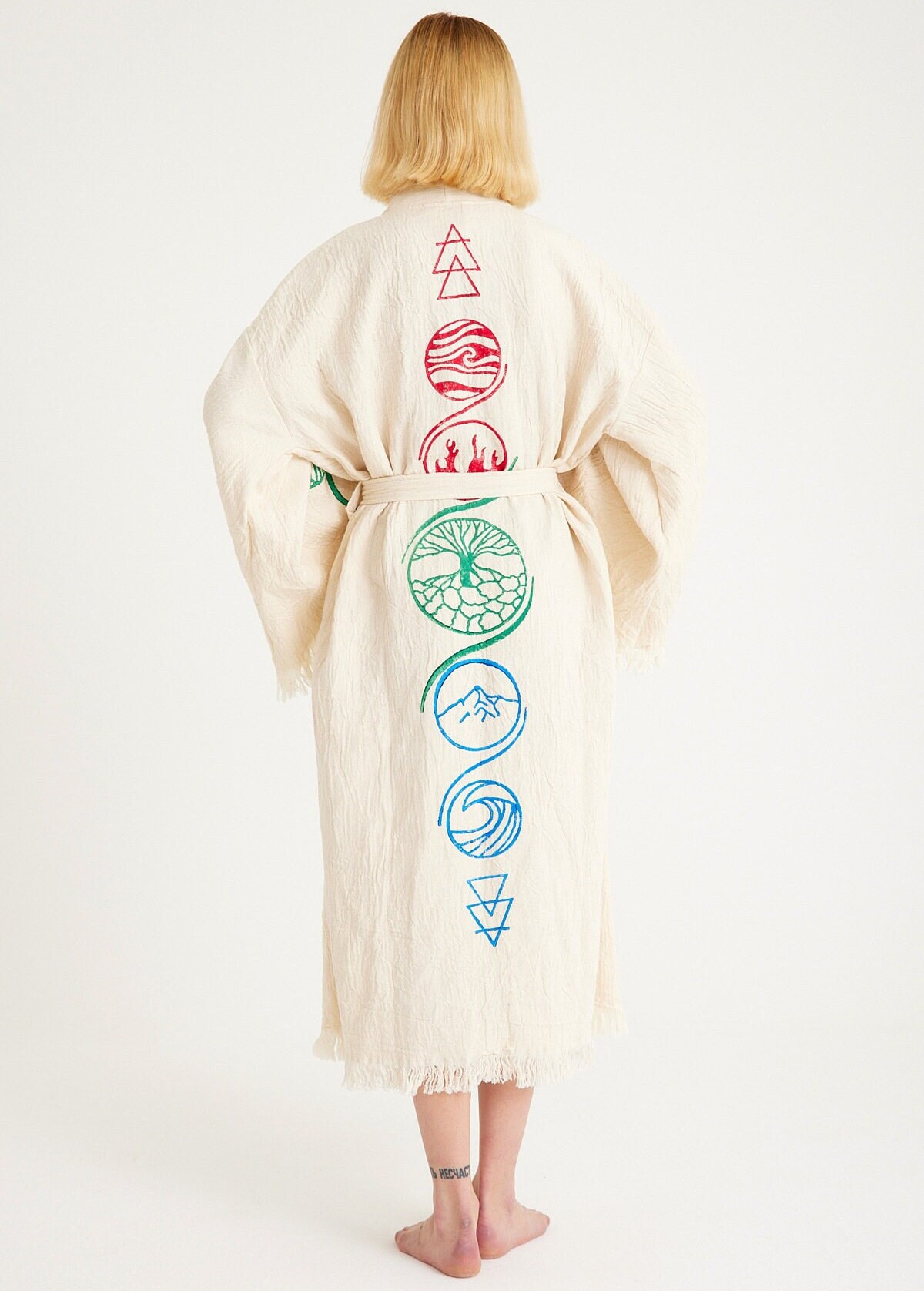 100% Turkish Cotton Muslin Kimono Robe, Soft Dressing Gown, Ethnic ...