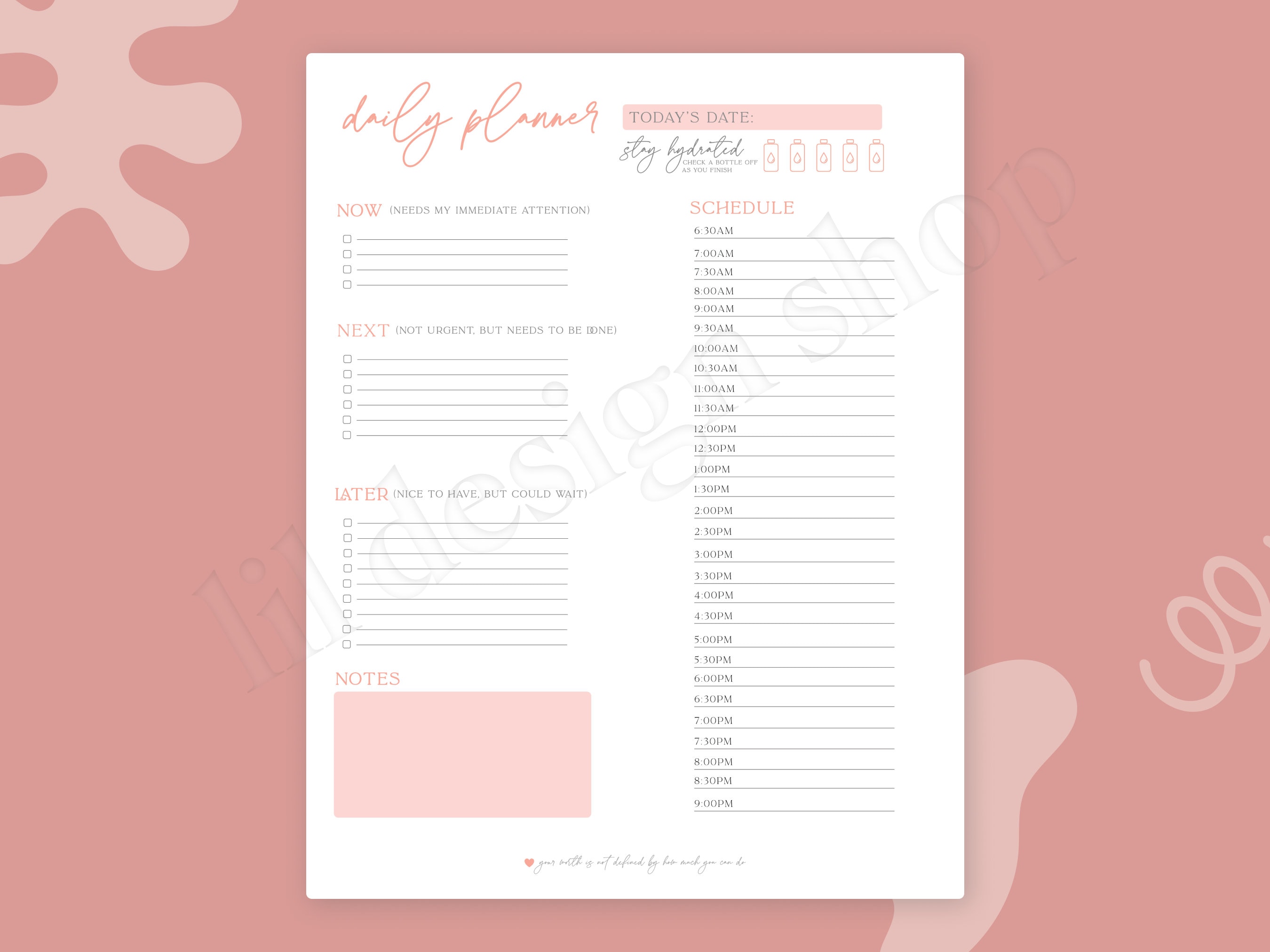 Printable Daily Planner | Aesthetic Printable Planner | Minimalist ...