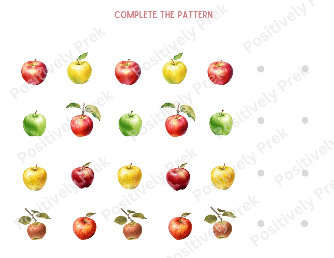 Apple AB Pattern Pre-k Kindergarten - Etsy