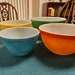 Vintage Pyrex Reverse Primary Mixing Bowls, NOS, Multicolor, Reverse ...