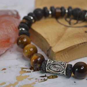 Seer's Vision Norse Rune Bracelet, Personalized, Tiger's Eye, Lava Stone, Unisex, Runic Bracelet ...