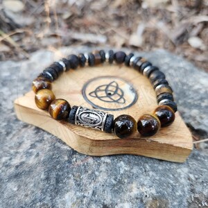 Seer's Vision Norse Rune Bracelet, Personalized, Tiger's Eye, Lava Stone, Unisex, Runic Bracelet ...