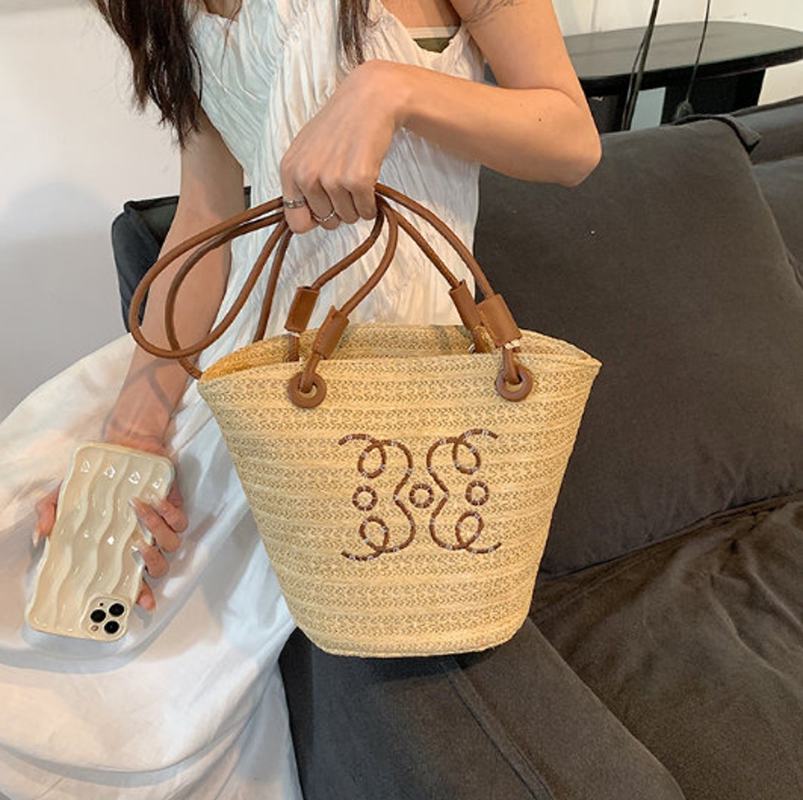 Straw Beach Bag - Etsy