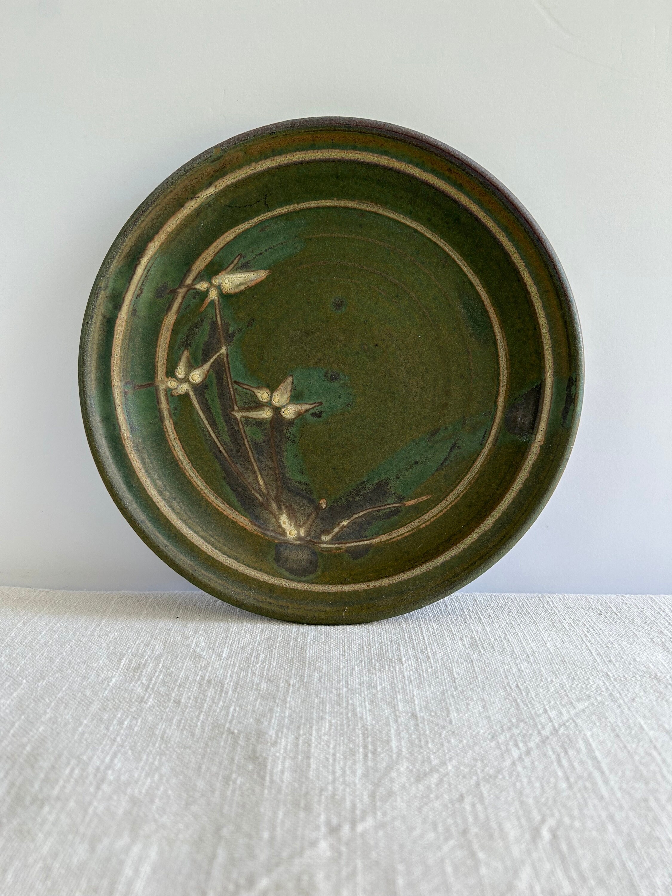 Vintage Studio Pottery Plate in Pretty Greens, Made by Vincent Sansone - Etsy