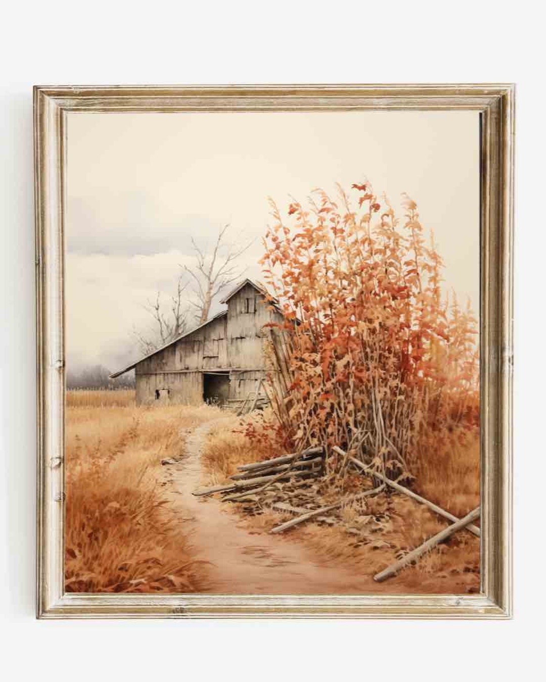 Watercolor Fall Barn Painting, Rustic Barn Watercolor, Fall Watercolor ...