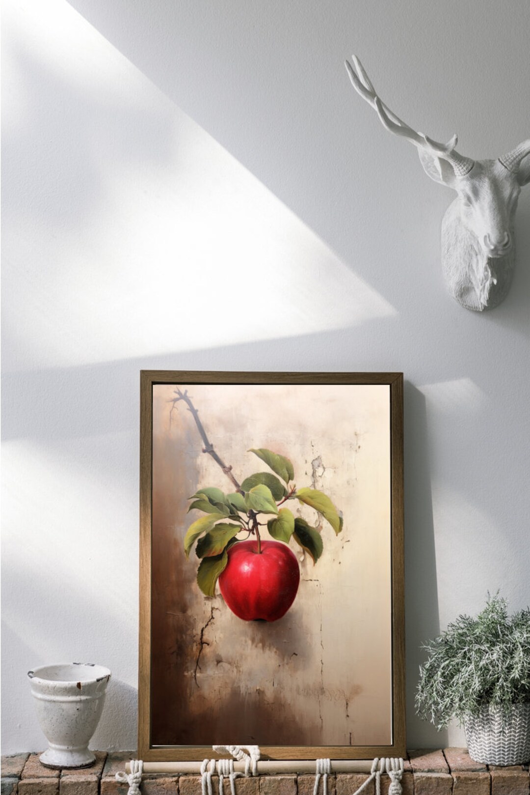 Vintage Apple Oil Painting, Printable Decorative Wall Art| Wall Art ...