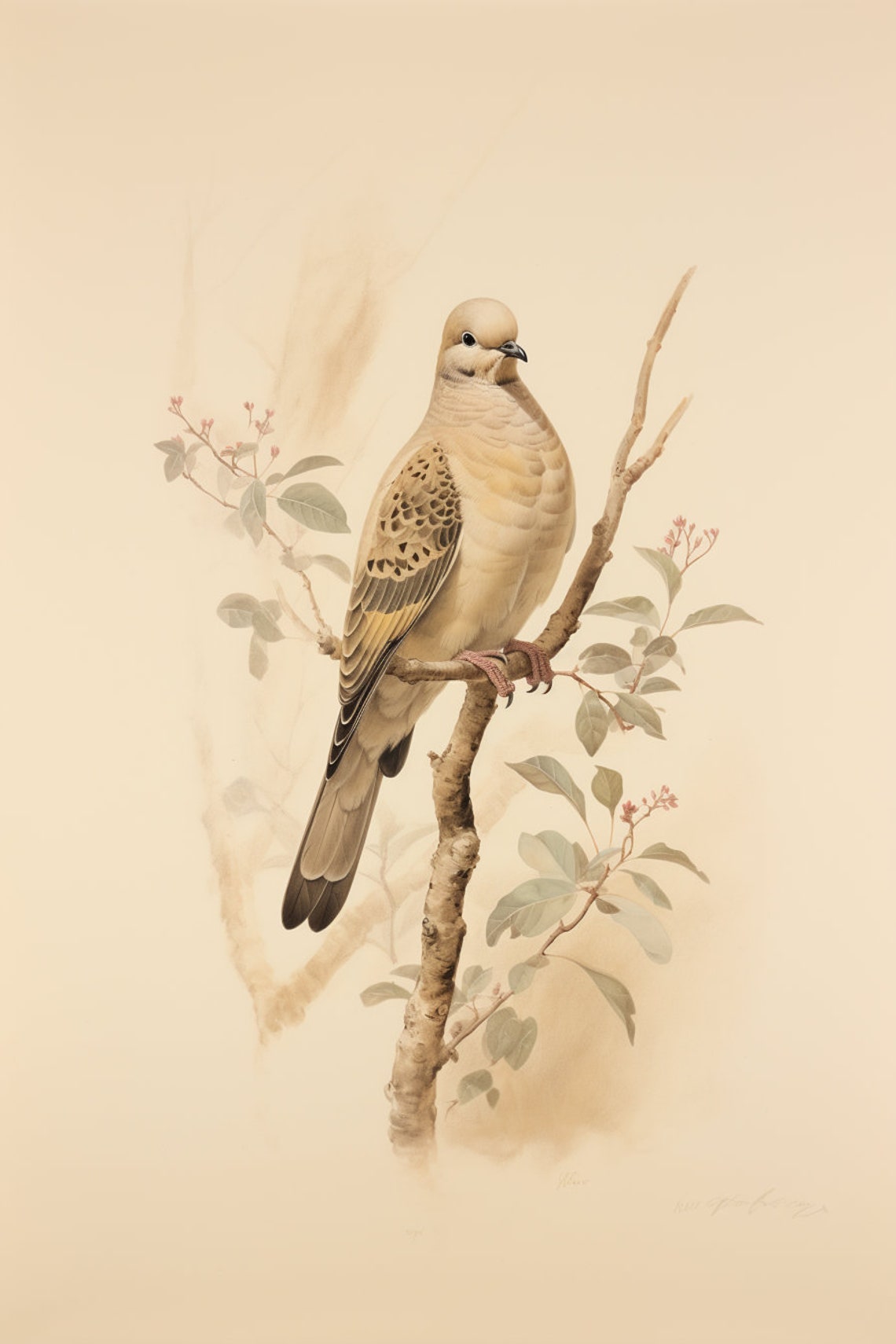 Turtle Dove Art Dove Oil Painting Farmhouse Bird Digital Print Bird Oil ...