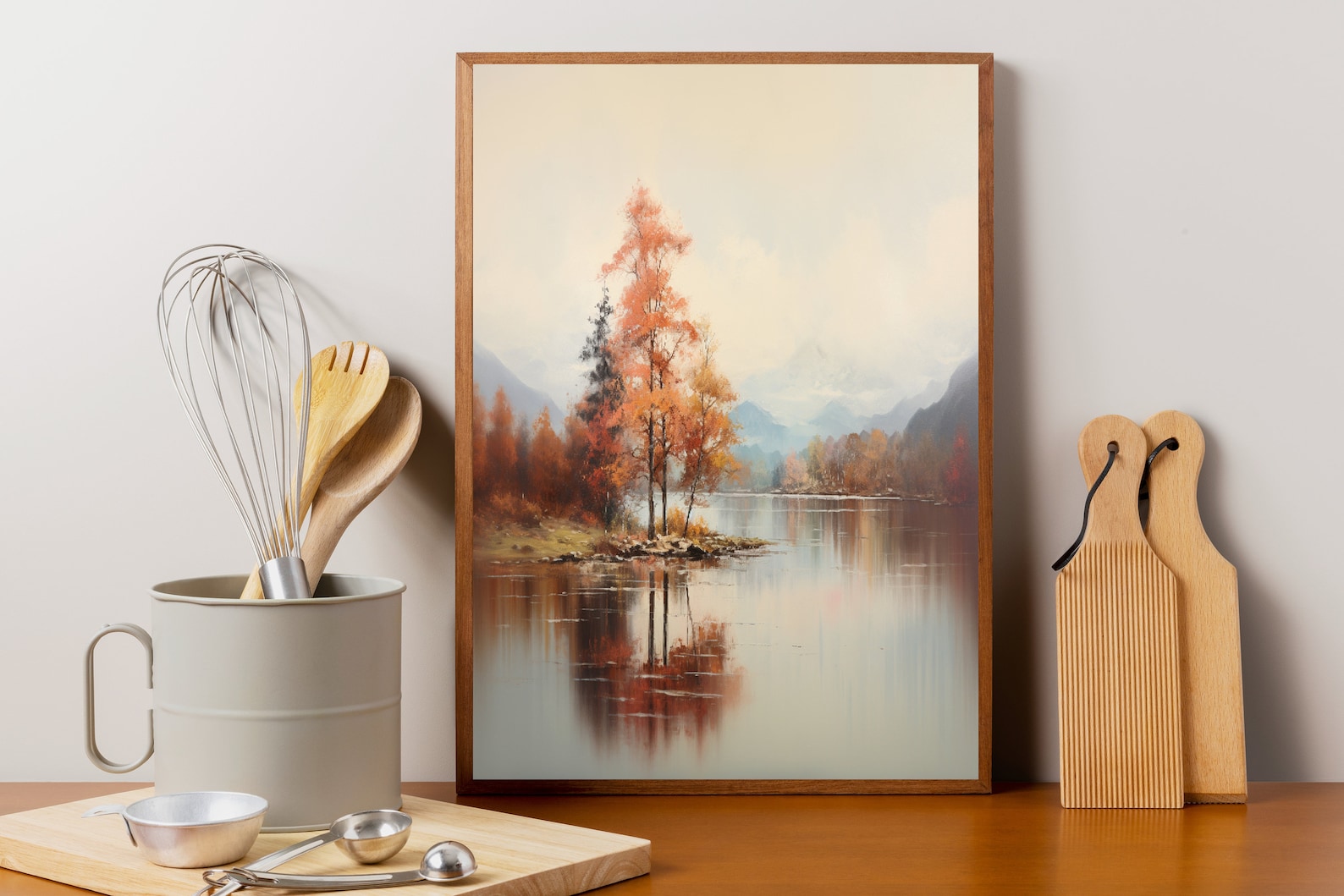 Fall Lake Oil Painting | Lake Oil Painting Print | Autumn Lake Print ...