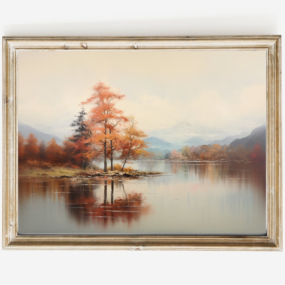 Fall Lake Oil Painting Lake Oil Painting Print Autumn Lake Print Lake ...