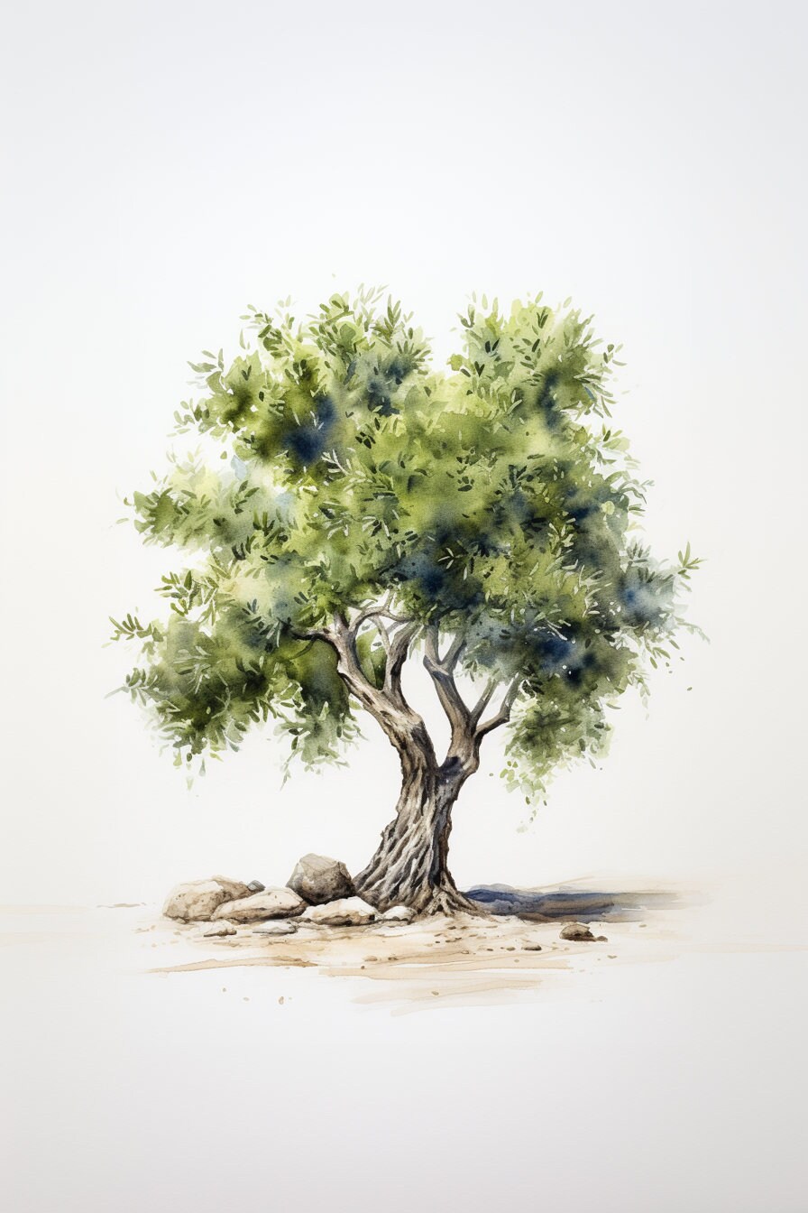 Watercolor Olive Tree, Decorative Printable Wall Art, Olive Oil From ...