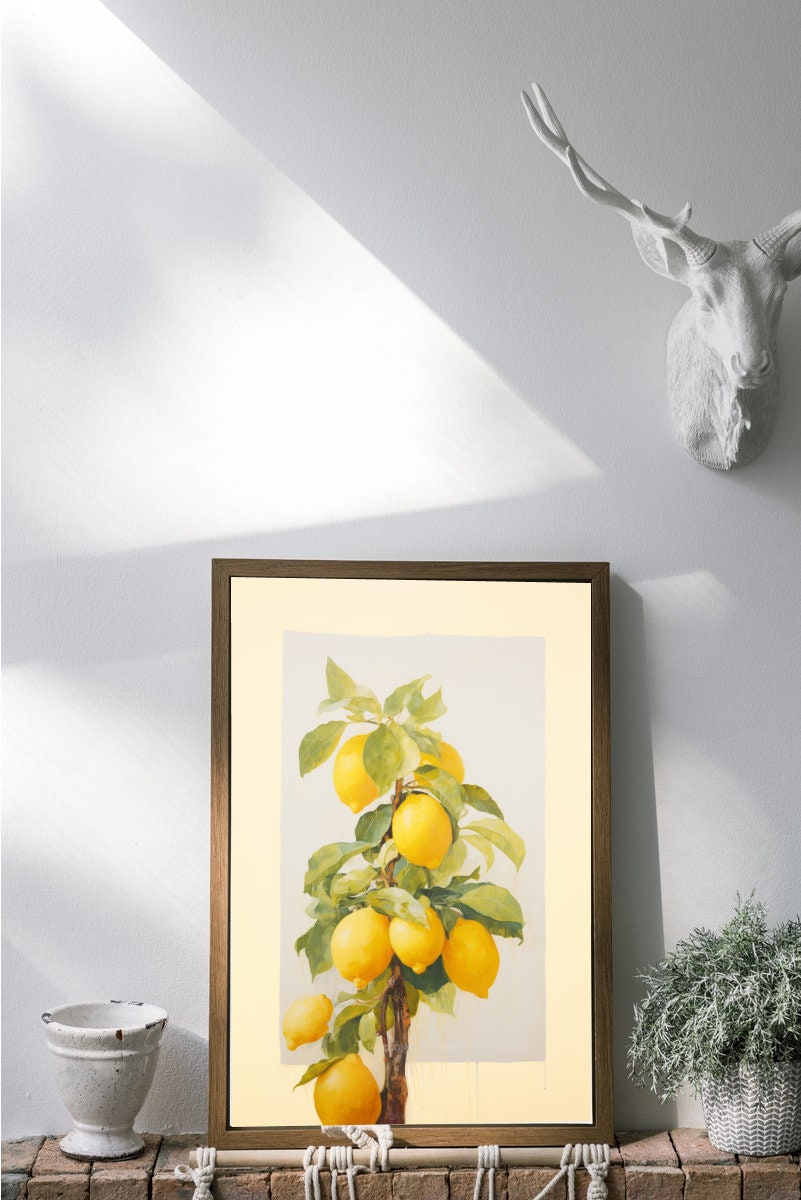 Lemon Oil Painting Printable | Lemon Printable Art | Lemon Tree Wall ...