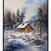 Snow Covered Log Cabin Print in Watercolor Winter Forest at - Etsy Canada