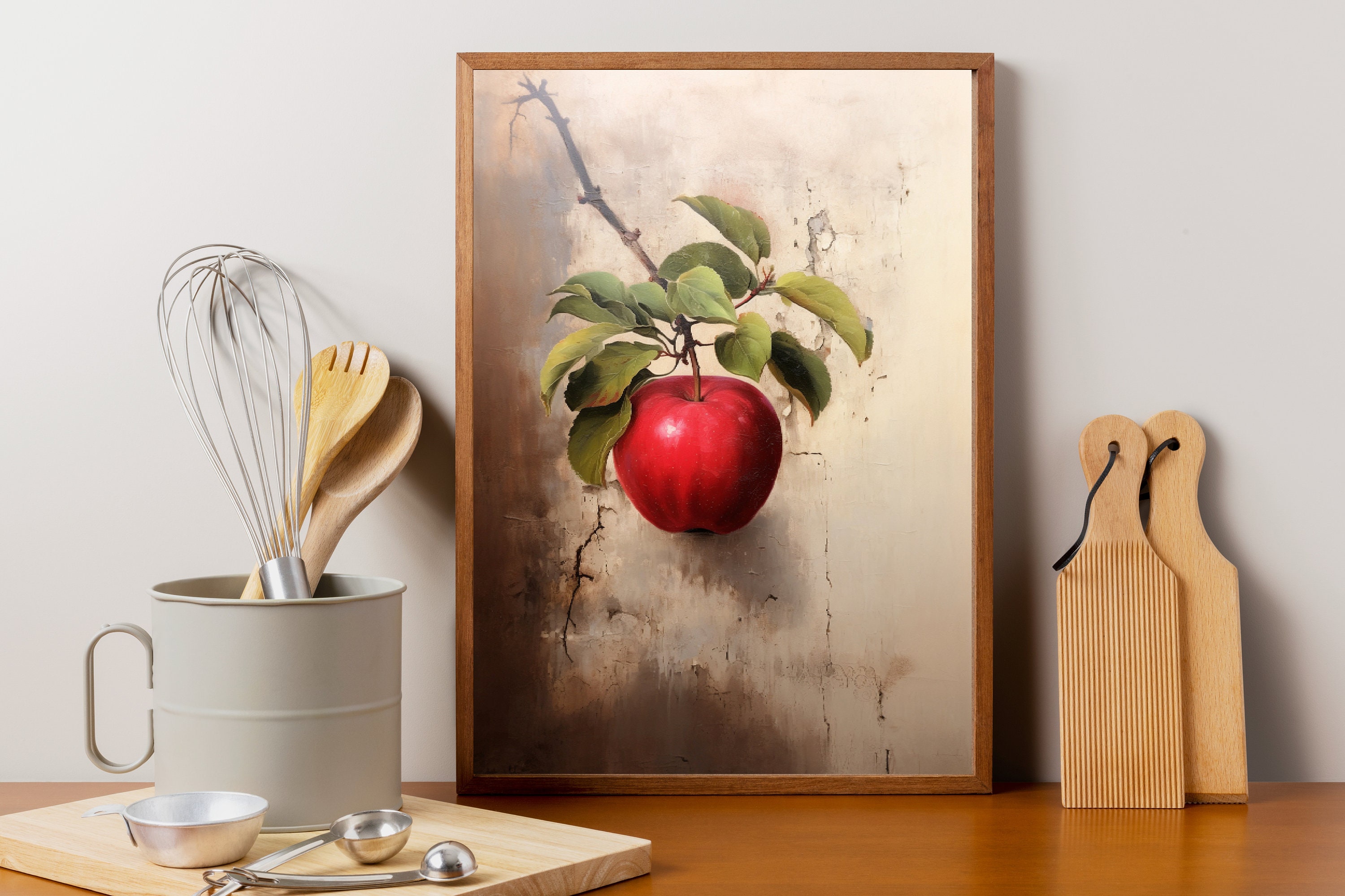 Vintage Apple Oil Painting, Printable Decorative Wall Art| Wall Art ...