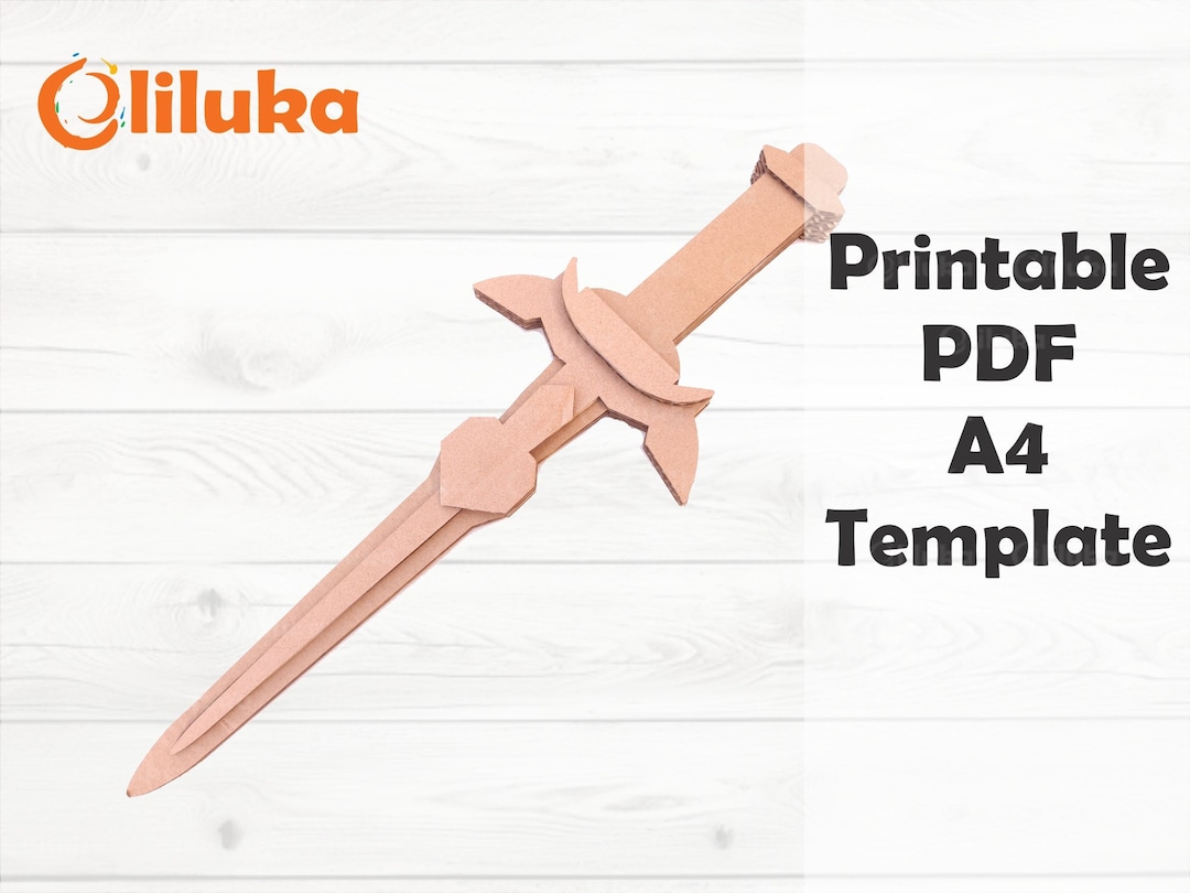 Sword Pdf Printable Pattern Cardboard Sword Toy Sword Paper Etsy Uk