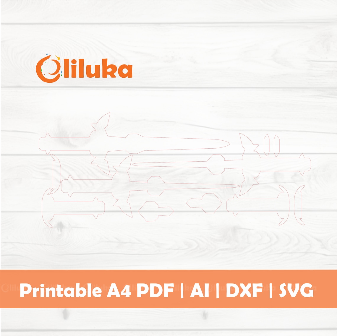 Sword PDF Printable Pattern Cardboard Sword | Laser Cut Plywood Sword ...