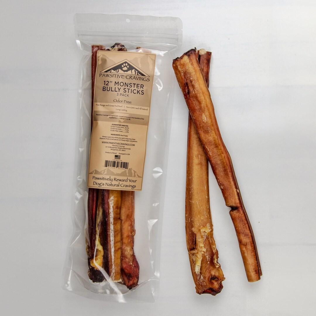 12" Monster Bully Stick 3 Pack Dog Treat - Etsy