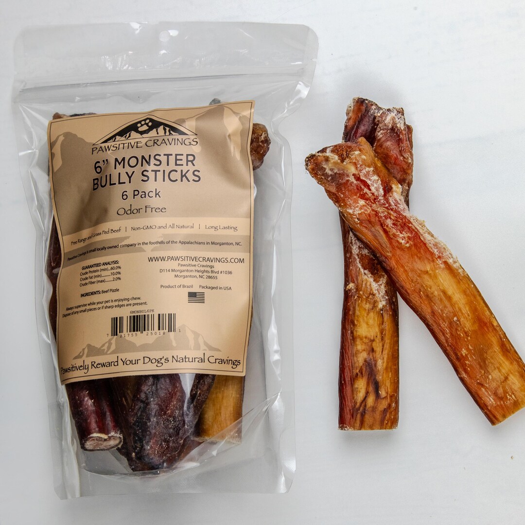 6" Monster Bully Stick 6 Pack Dog Treat - Etsy