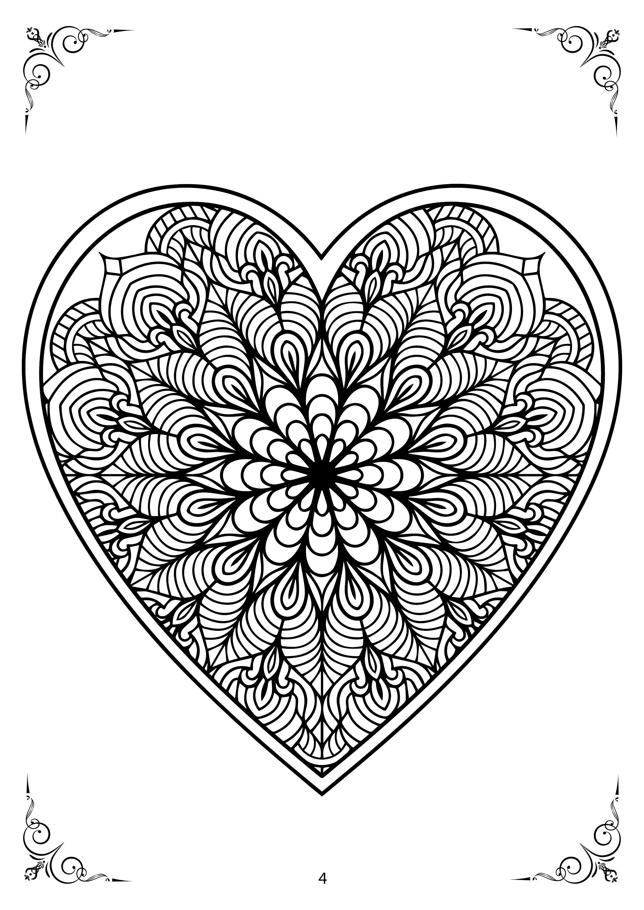 Mandala Hearts Coloring Pages Printable PDF for Relaxation and ...