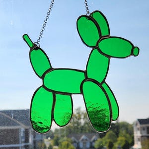 Balloon Dog - Stained Glass Suncatcher - Green - Etsy