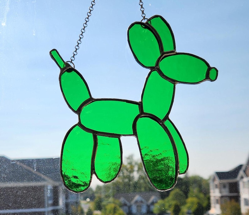 Balloon Dog - Stained Glass Suncatcher - Green - Etsy