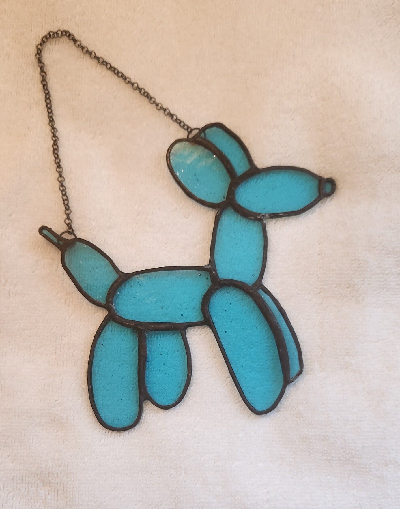 Stained Glass Balloon Dog Blue - Etsy